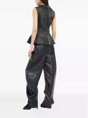 ROTATE BY BIRGER CHRISTENSEN Barrel-leg Leather Pants