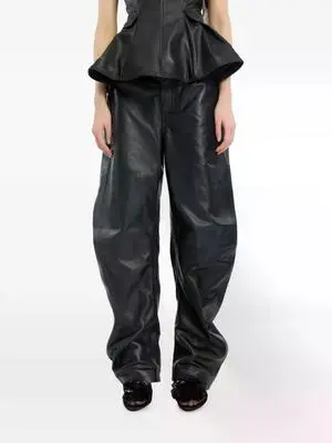 ROTATE BY BIRGER CHRISTENSEN Barrel-leg Leather Pants