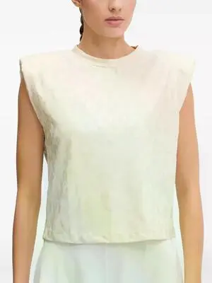 EA7 Padded-shoulder Leopard-print Top - Neutrals
