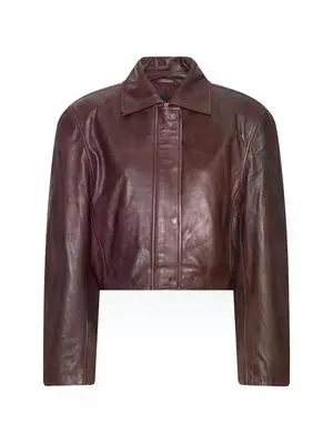 ROTATE BY BIRGER CHRISTENSEN Boxy Square Leather Jacket - Red