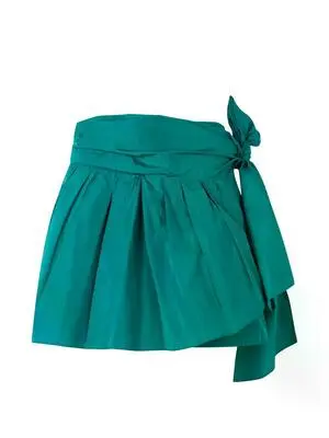 Alberta Ferretti Tie-fastening Pleated Wrap Mini Skirt - Green