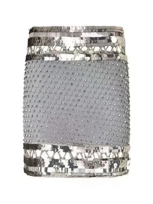Alberta Ferretti Sequin-embellished Rhinestone-embellished Mini Skirt - Grey