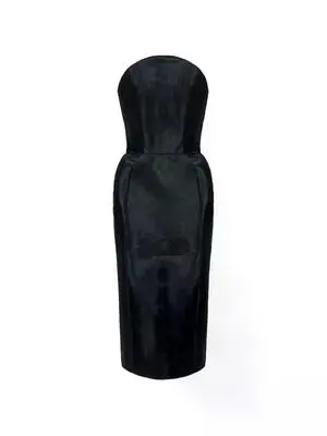 Elisabetta Franchi Midi Leather Dress With Geometric Silhouette And Corsetry Lacing