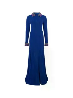 Alberta Ferretti Bead-embellished Ribbed Maxi Dress