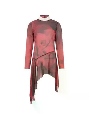 Alberta Ferretti Long Sleeve Printed Dress