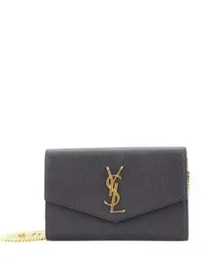 Saint Laurent Uptown Chain Wallet Leather Crossbody Bag - Black