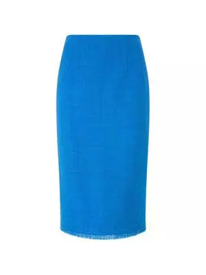 Alberta Ferretti Fringed Pencil Midi Skirt - Blue