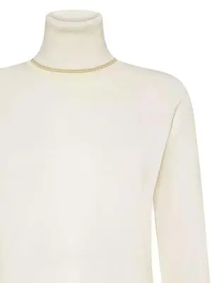 SUN 68 Lurex-trim Roll-neck Sweater - White