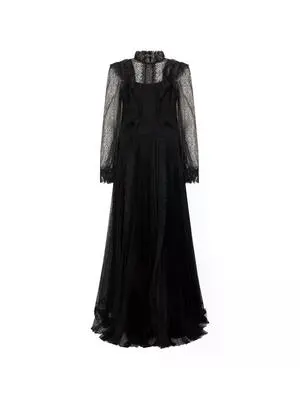 Alberta Ferretti Ruffled Pleated Panelled Flared Maxi Dress
