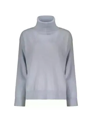 MOORER Roll-neck Drop-shoulder Sweater - Blue