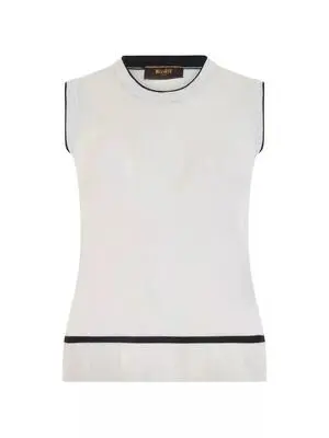 MOORER Ribbed-knit Contrast-trim Vest - White