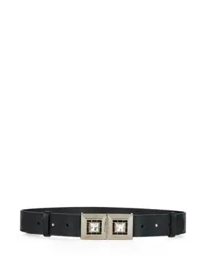 Alberta Ferretti Crystal-embellished Leather Belt - Black