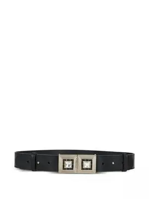 Alberta Ferretti Crystal-embellished Leather Belt - Black