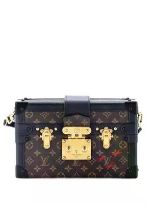 LOUIS VUITTON Petite Malle Handbag Monogram Canvas Clutch Bag - Brown