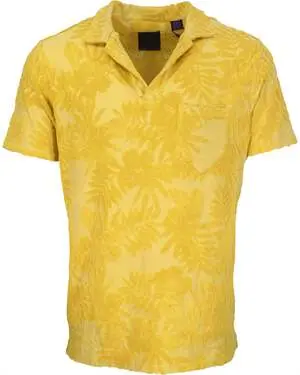 LORDS OF HARLECH Johnny Farm Floral Towel Polo Sunshine - Yellow