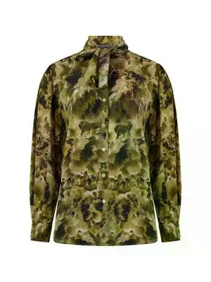 Alberta Ferretti Abstract-print Silk Shirt - Green