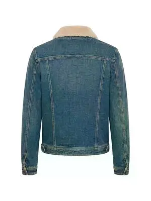 MOORER Faux Fur Collar Denim Jacket