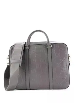 Gucci Gg Embossed Perforated Leather Medium Business Briefcase