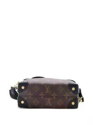 LOUIS VUITTON Petite Malle Souple Handbag Monogram Canvas With Leather Shoulder Bag - Black