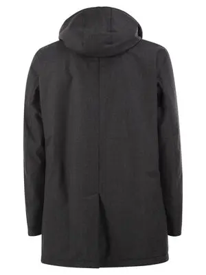 Herno Technical Wool-blend Hooded Coat