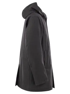 Herno Technical Wool-blend Hooded Coat
