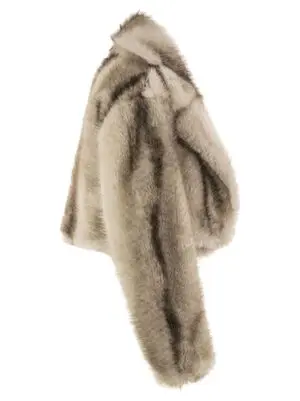 Sportmax Faux Fur Cropped Jacket - Cream