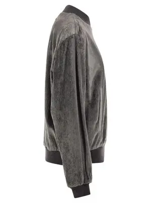 Peserico Stretch Corded Velvet Bomber Jacket With Silk Details