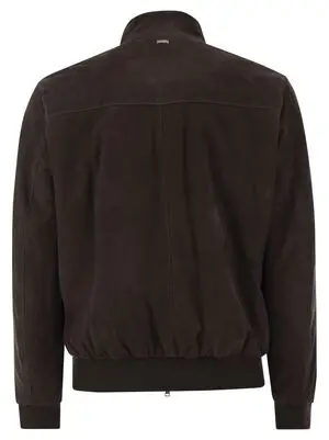 Herno Suede Goatskin Zip-up Bomber Jacket