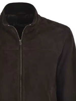 Herno Suede Goatskin Zip-up Bomber Jacket
