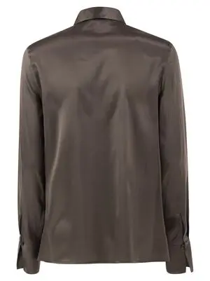 Peserico Stretch Silk Shirt With Concealed Button Fastening