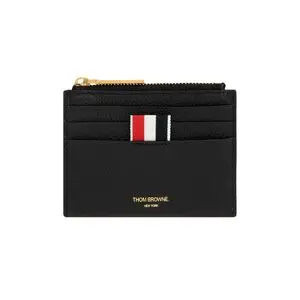 Thom Browne Zip Top Card Holder In Soft Pebble Grain Leather - Black