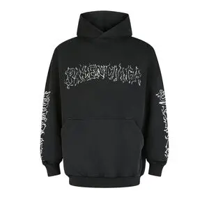 Balenciaga Diy Metal Logo Hoodie - Black