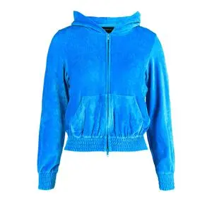 Balenciaga Velvet Zip Up Hoodie - Blue