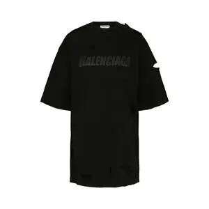 Balenciaga Caps Destroyed Boxy Fit T-shirt /anthracite