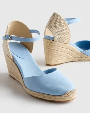 Quince Canvas Espadrille Wedge Sandal - Chambray Blue