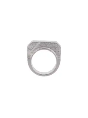 Rick Owens Textured Square Signet Ring - Silver