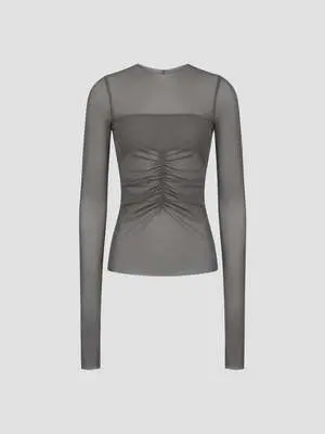 Rick Owens Asymmetrical Ruched Mesh Top