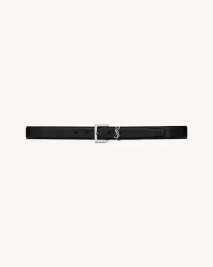 Saint Laurent Cassandra Logo Belt In Lamb Leather