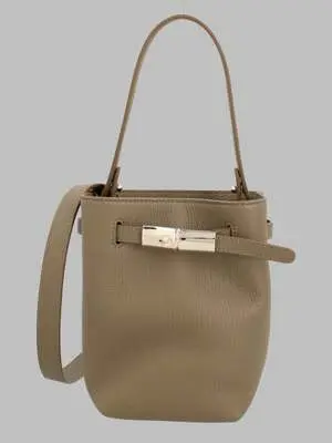 Longchamp Textured Bucket Bag With Top Handle And Crossbody Strap