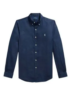 Ralph Lauren Slim Fit Band Collar Button-down Shirt - Navy
