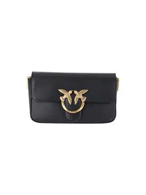 Pinko Leather Crossbody Bag With Bird Clasp