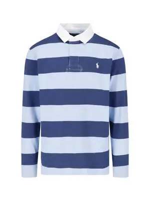 Polo Ralph Lauren Striped Long Sleeve Rugby Shirt - Blue