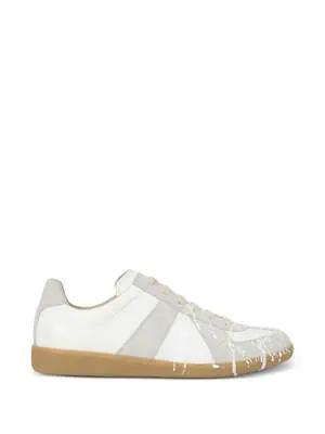 MAISON MARGIELA MAISON MARGIELA Leather And Suede Paint-Splashed Sneakers Bianco
