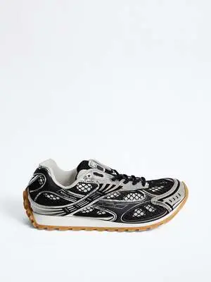 Bottega Veneta BOTTEGA VENETA Technical Fabric Lace-Up Sneakers With Padded Logo Tongue Nero