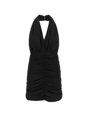 ROTATE BY BIRGER CHRISTENSEN Halter Neck Ruched Mini Dress With Low Back