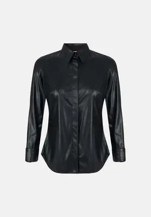 Elisabetta Franchi Long Sleeve Satin-effect Blouse - Nero