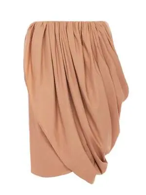 Chloé Draped 100% Cotton Skirt With Side Hook & Zipper Closure