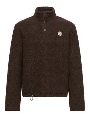 Moncler Stand-collar Knit Sweater With Button Closure And Drawstring Hem