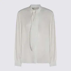 Tory Burch Elegant Bow-georgette Blouse - Marshmallow