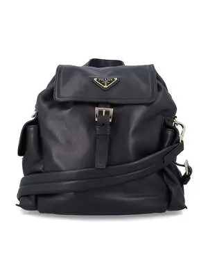Prada Medium Leather Backpack - Nero